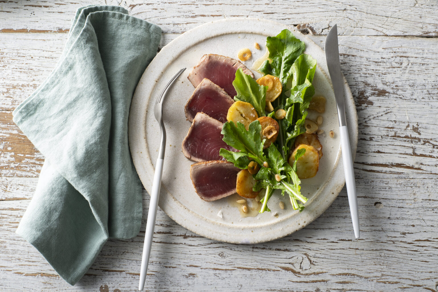 Seared Tuna with Rocket & Potato Salad - Sydney Fish Market
