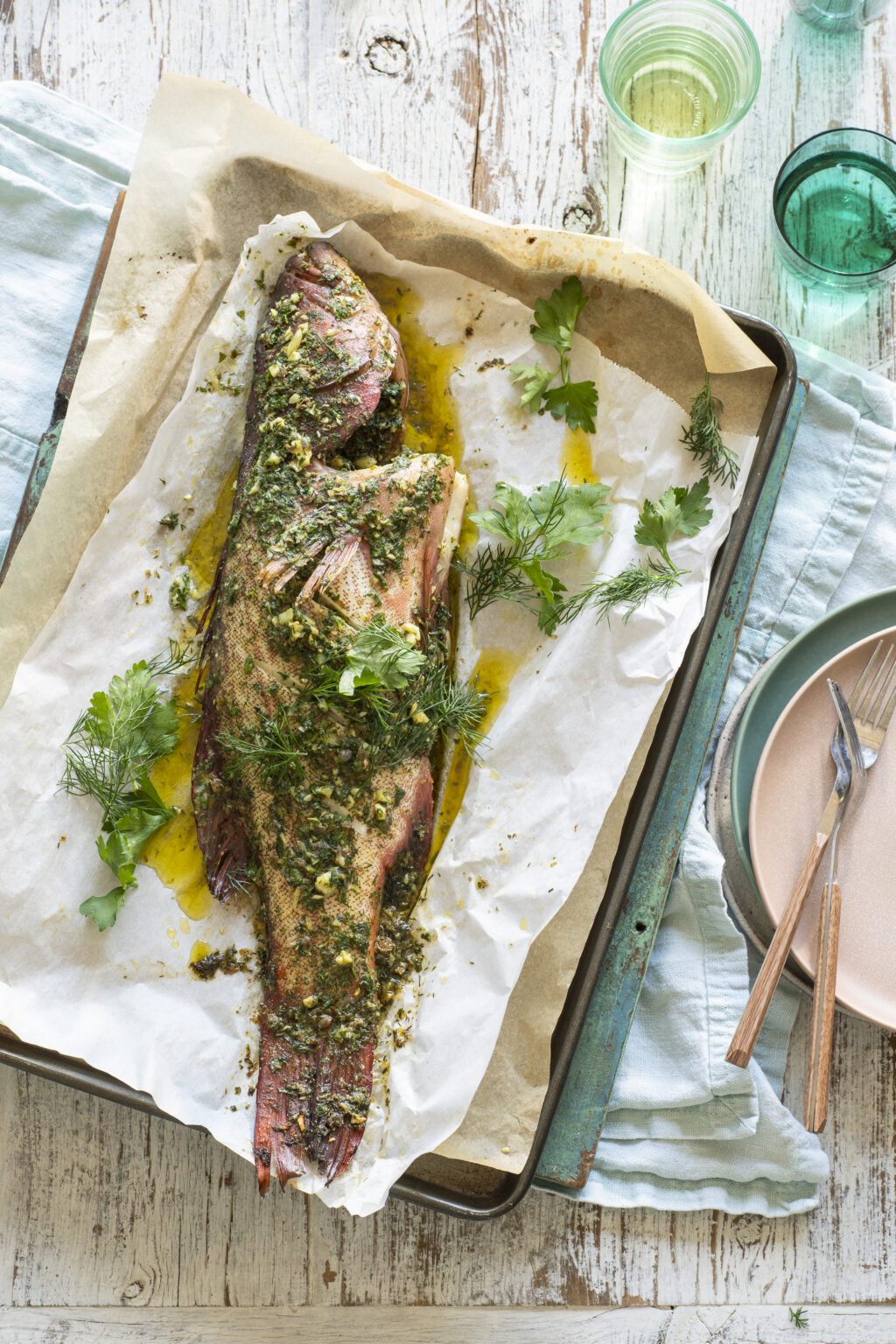 Steamed Coral Trout with Salsa Verde Butter – Sydney Fish Market